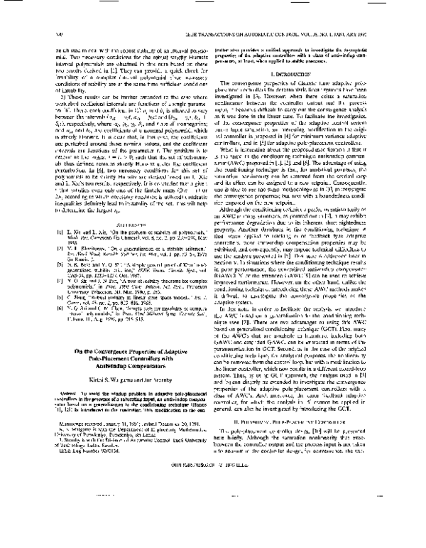 (PDF) On the convergence properties of adaptive pole-placement controllers with antiwindup ...
