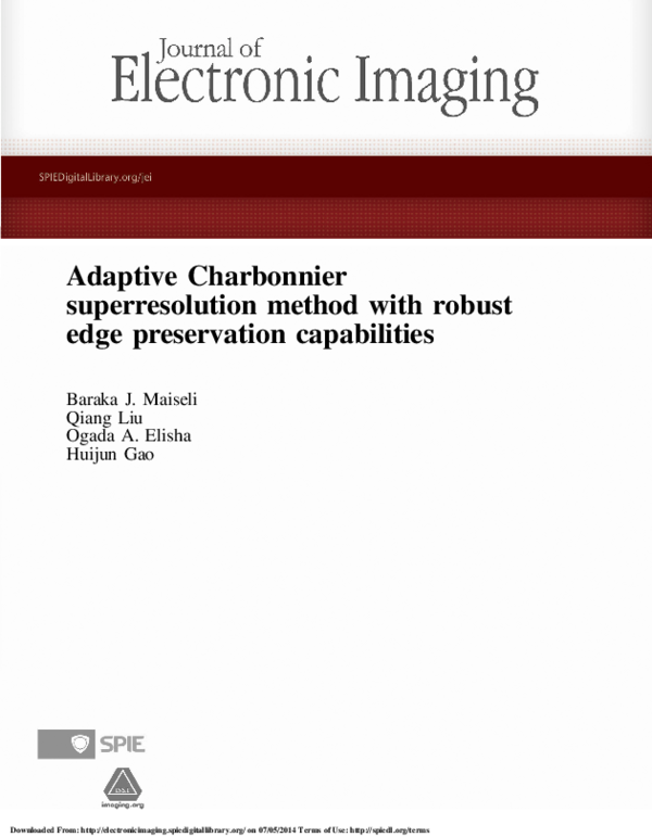 (PDF) Adaptive Charbonnier superresolution method with robust edge preservation capabilities
