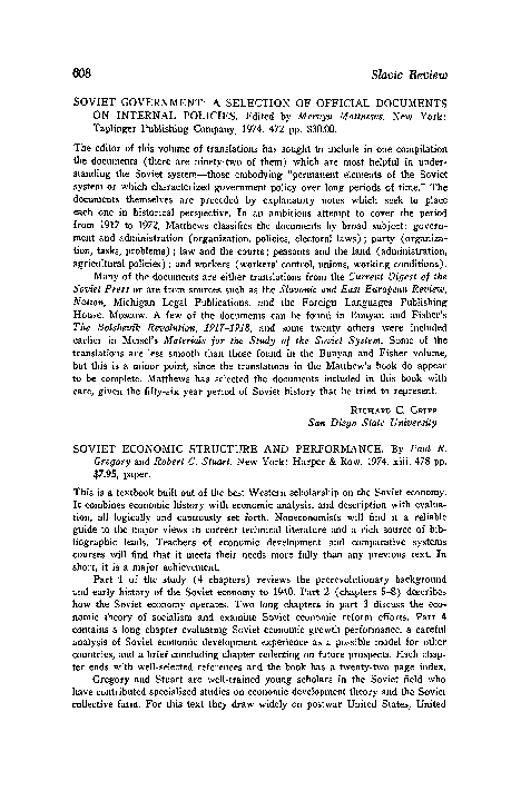 (PDF) Soviet economic structure and performance