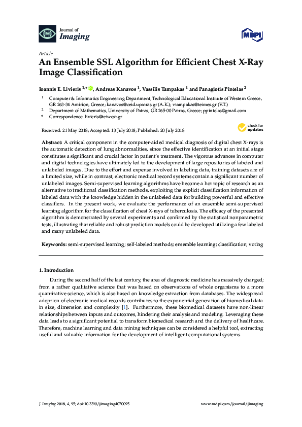 (PDF) An Ensemble SSL Algorithm for Efficient Chest X-Ray Image Classification