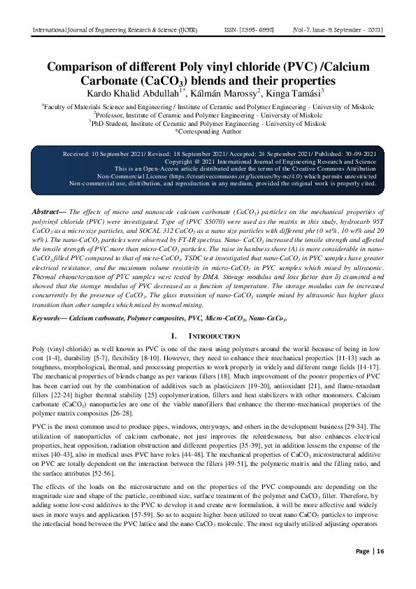 (PDF) Comparison of different Poly vinyl chloride (PVC) /Calcium ...
