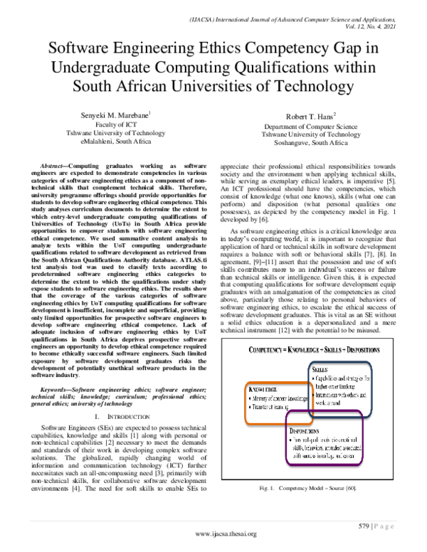(PDF) Software Engineering Ethics Competency Gap in Undergraduate ...