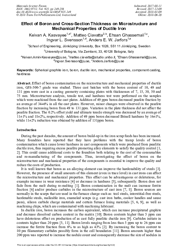 (PDF) Effect of Boron and Cross-Section Thickness on Microstructure and Mechanical Properties of ...