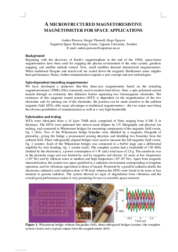 (PDF) A microstructured magnetoresistive magnetometer for space ...