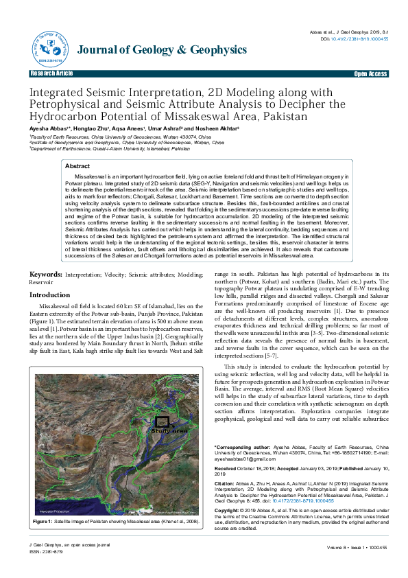 (PDF) Integrated Seismic Interpretation, 2D Modeling along with Petrophysical and Seismic ...
