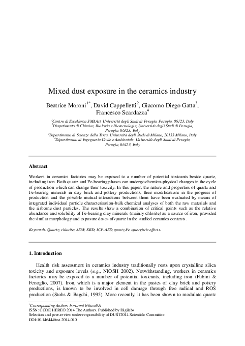 (PDF) Mixed dust exposure in the ceramics industry