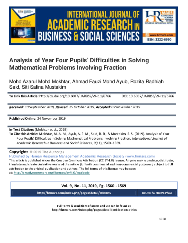 (PDF) Analysis of Year Four Pupils’ Difficulties in Solving ...