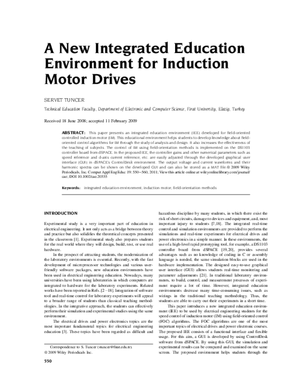 (PDF) A new integrated education environment for induction motor drives