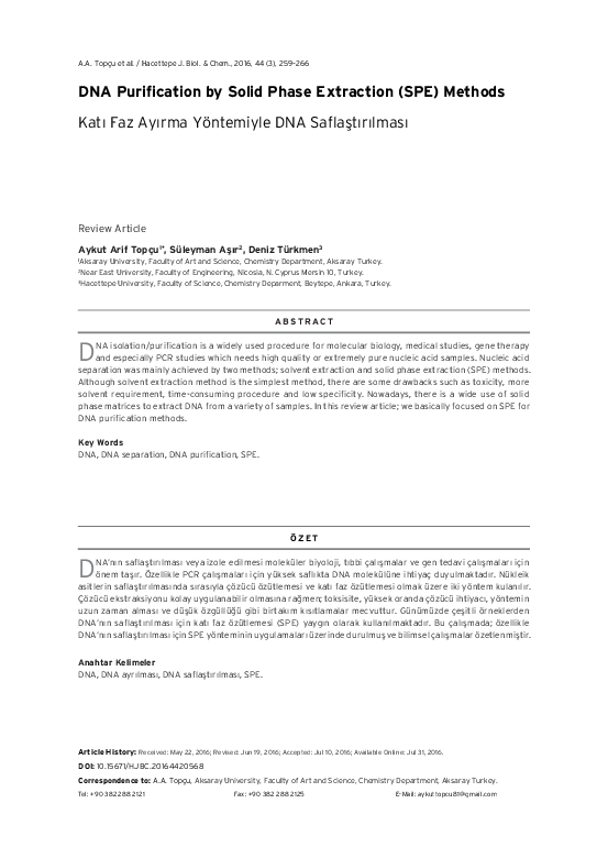 (PDF) DNA Purification by Solid Phase Extraction (SPE) Methods