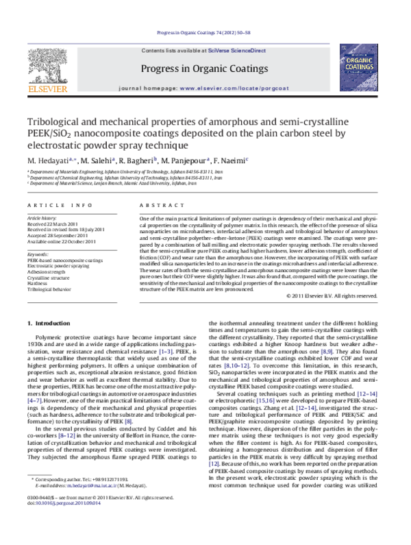 (PDF) Tribological and mechanical properties of amorphous and semi-crystalline PEEK/SiO2 ...