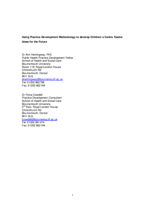 (PDF) Using practice development methodology to develop children’s ...
