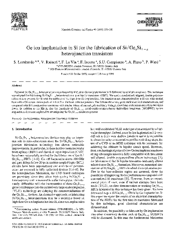 (PDF) Ge ion implantation in Si for the fabrication of Si/GexSi1-x ...