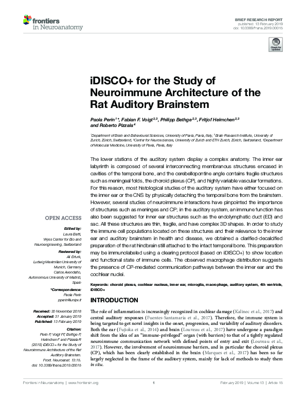 iDISCO+ for the Study of Neuroimmune Architecture of the Rat Auditory ...