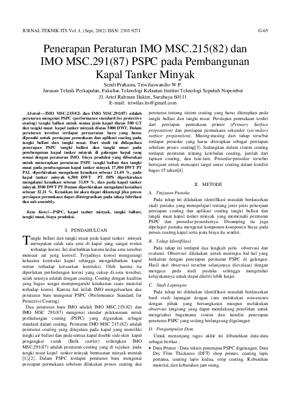 (PDF) Penerapan Peraturan IMO MSC.215(82) dan IMO MSC.291(87) PSPC Pada ...
