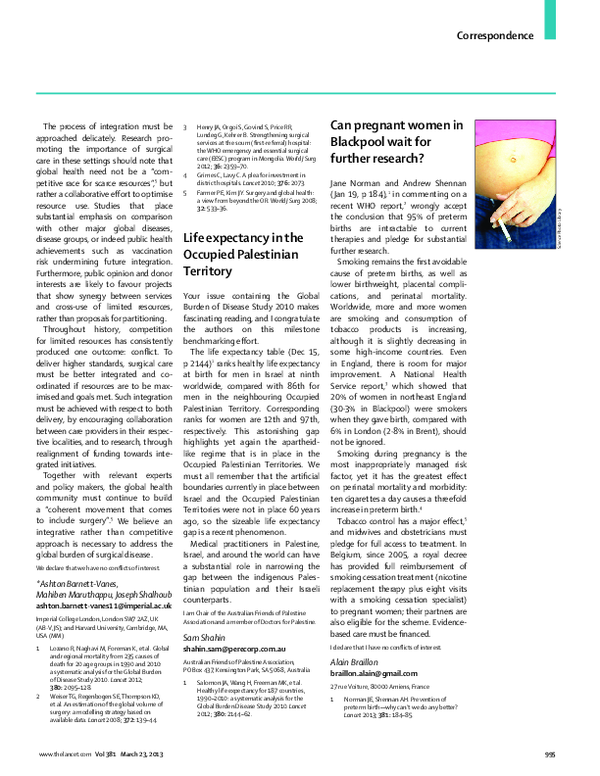 (PDF) Life expectancy in the Occupied Palestinian Territory
