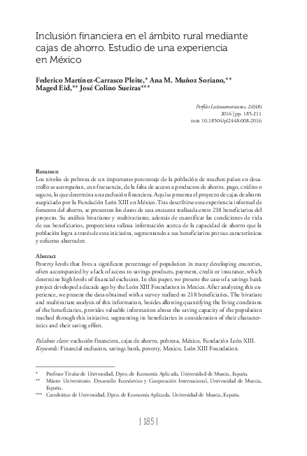 (PDF) Inclusión financiera en el ámbito rural mediante cajas de ahorro ...