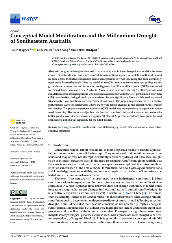 (PDF) Conceptual Model Modification and the Millennium Drought of ...
