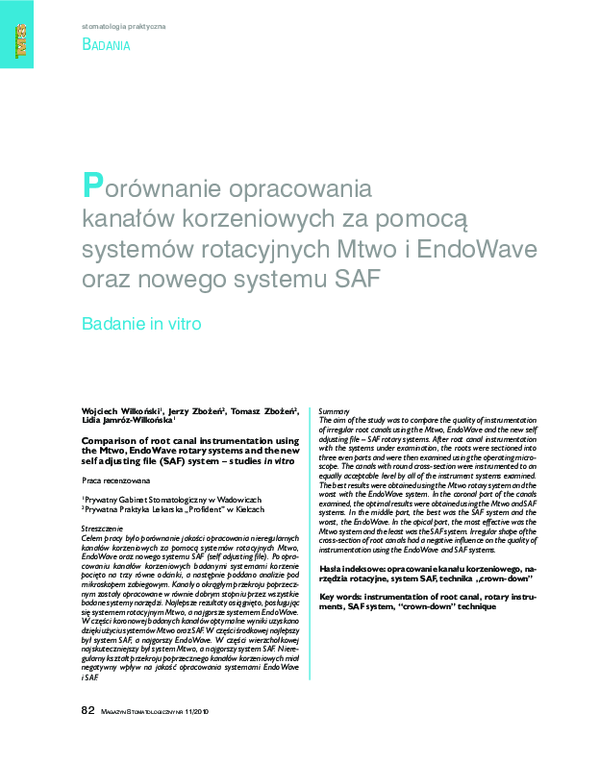 (PDF) Comparison of root canal instrumentation using the Mtwo, EndoWave ...