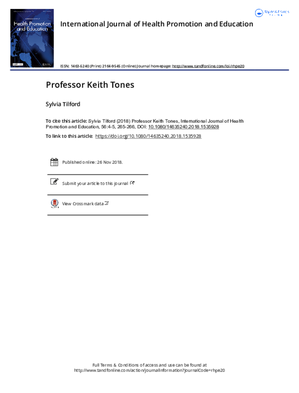 (PDF) Professor Keith Tones