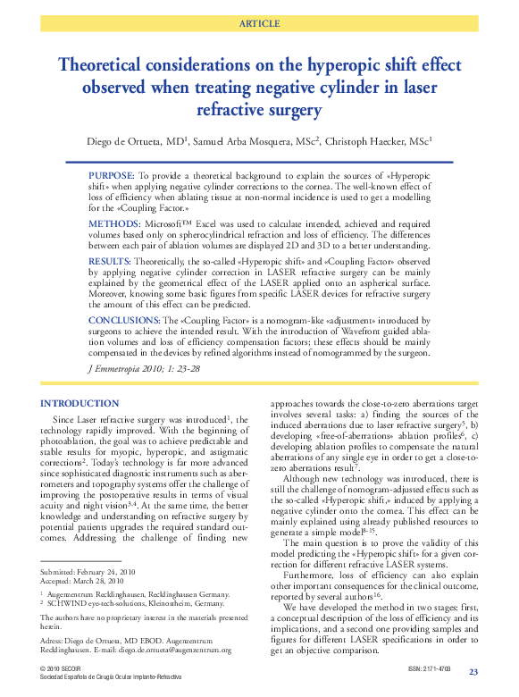(PDF) Theoretical considerations on the hyperopic shift effect observed ...