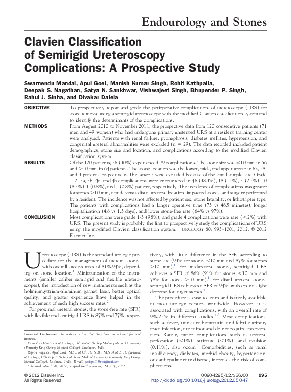 (PDF) Clavien Classification of Semirigid Ureteroscopy Complications: A ...