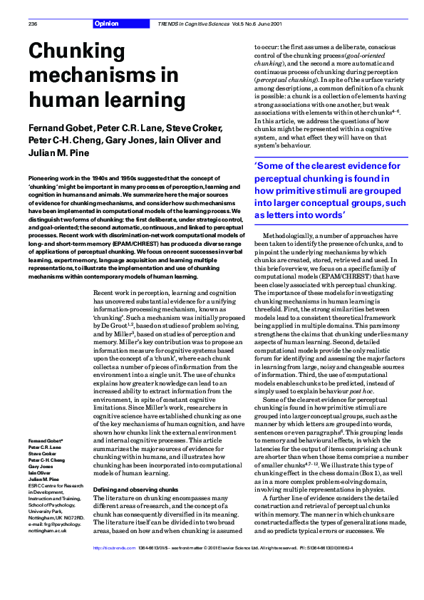(PDF) Chunking mechanisms in human learning