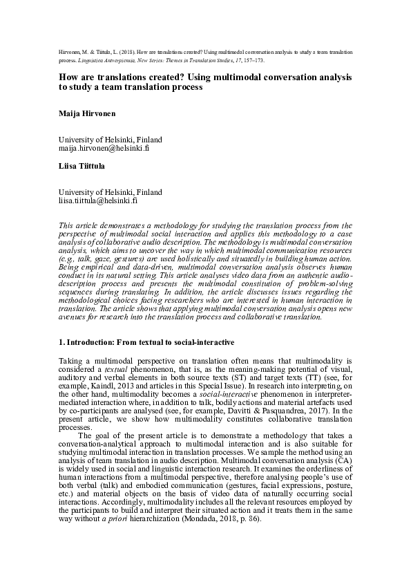 (PDF) How are translations created? Using multimodal conversation ...