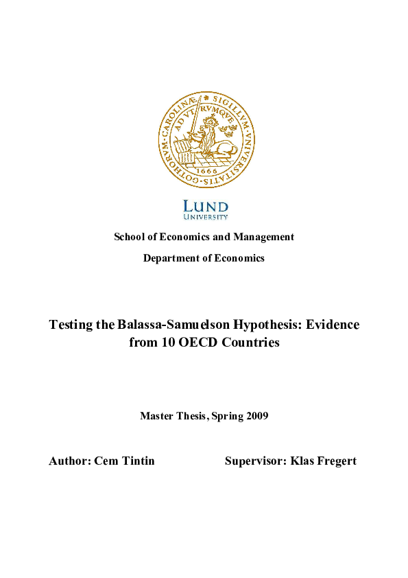 (PDF) Testing the Balassa-Samuelson Hypothesis: Evidence from 10 OECD ...