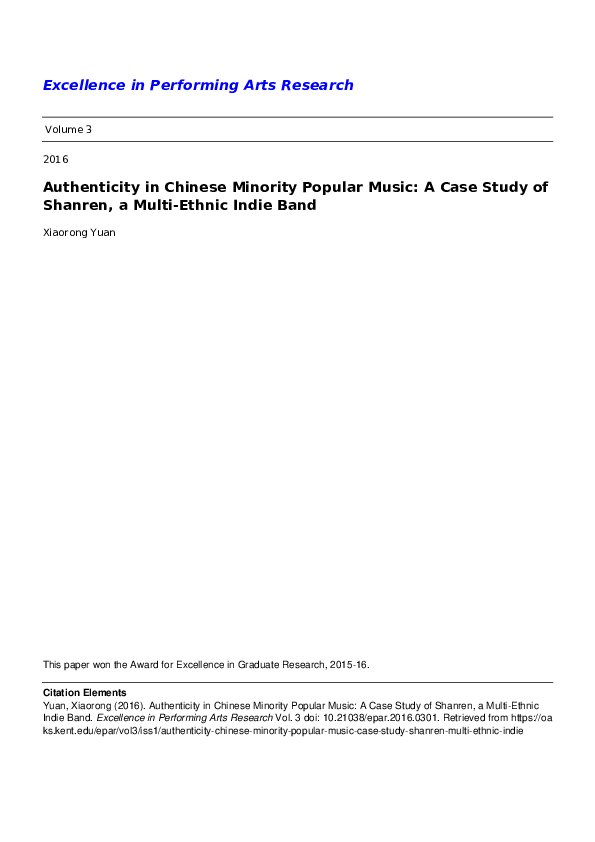 (PDF) Authenticity in Chinese Minority Popular Music: A Case Study of ...