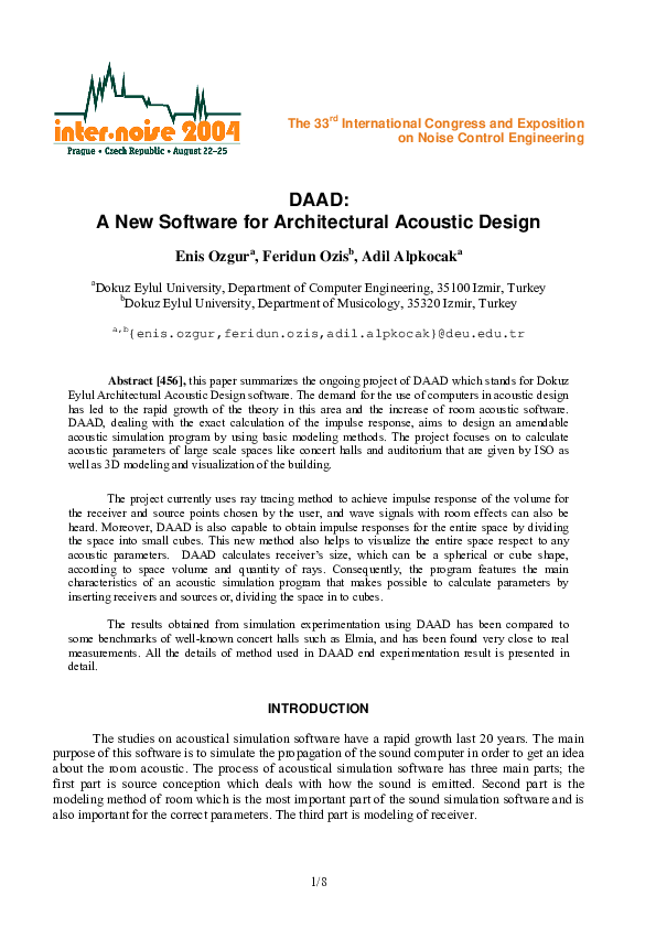 (PDF) DAAD: A New Software for Architectural Acoustic Design