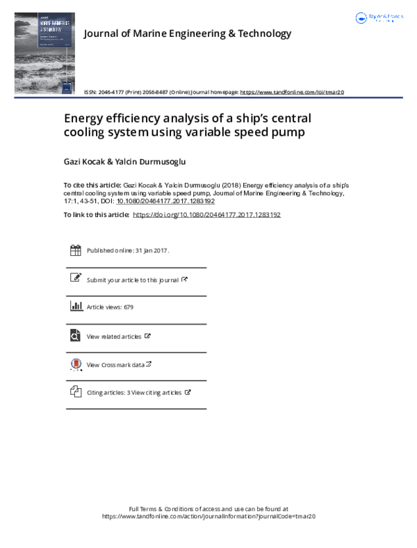 (PDF) Energy efficiency analysis of a ship’s central cooling system ...