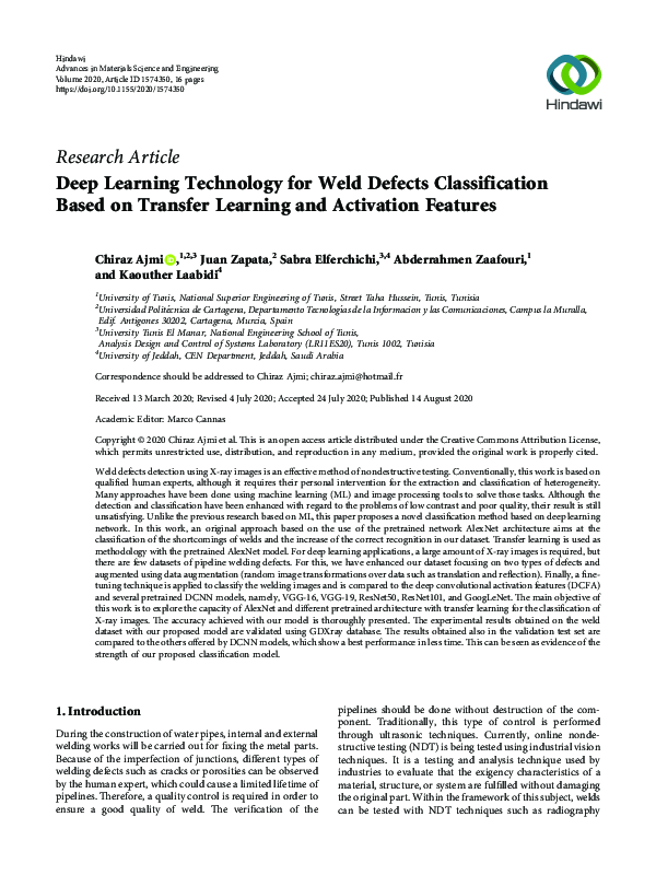 (PDF) Deep Learning Technology for Weld Defects Classification Based on ...