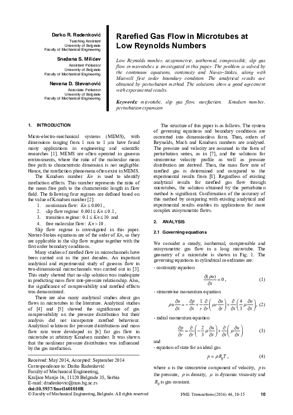 (PDF) Rarefied gas flow in microtubes at low Reynolds numbers