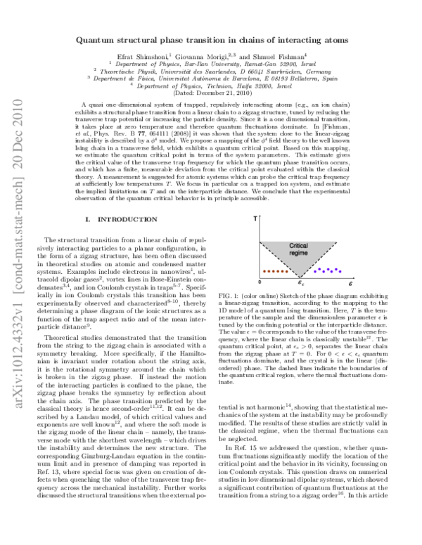 (PDF) Quantum structural phase transition in chains of interacting atoms