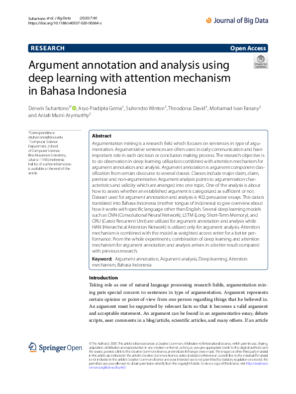 (PDF) Argument annotation and analysis using deep learning with ...