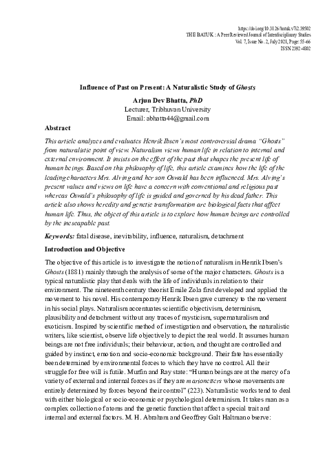 (PDF) Influence of Past on Present: A Naturalistic Study of Ghosts