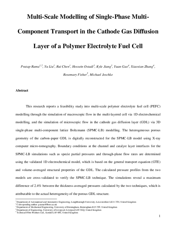 (PDF) Multiscale Modeling of Single-Phase Multicomponent Transport in the Cathode Gas Diffusion ...