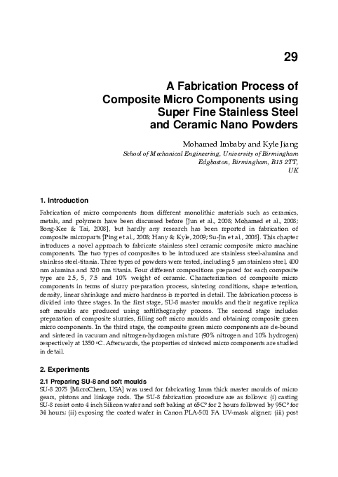 (PDF) A Fabrication Process of Composite Micro Components using Super ...
