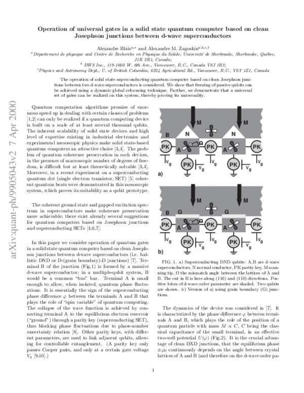 (PDF) Operation of universal gates in a DXD superconducting solid state ...