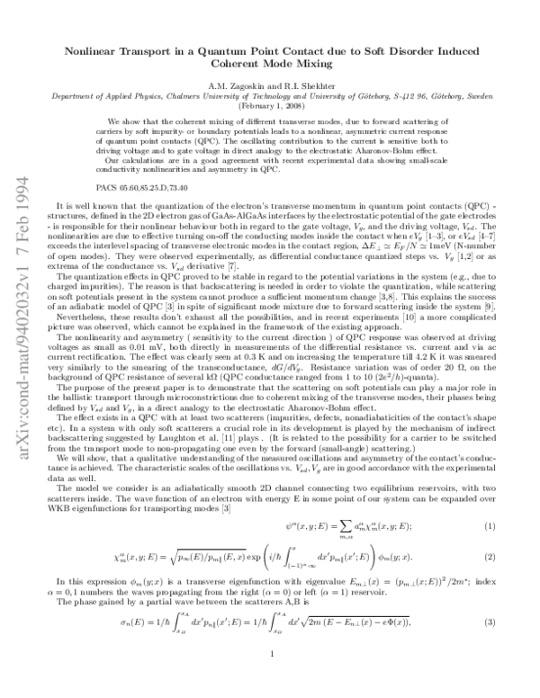 (PDF) Nonlinear transport in a quantum point contact due to soft ...