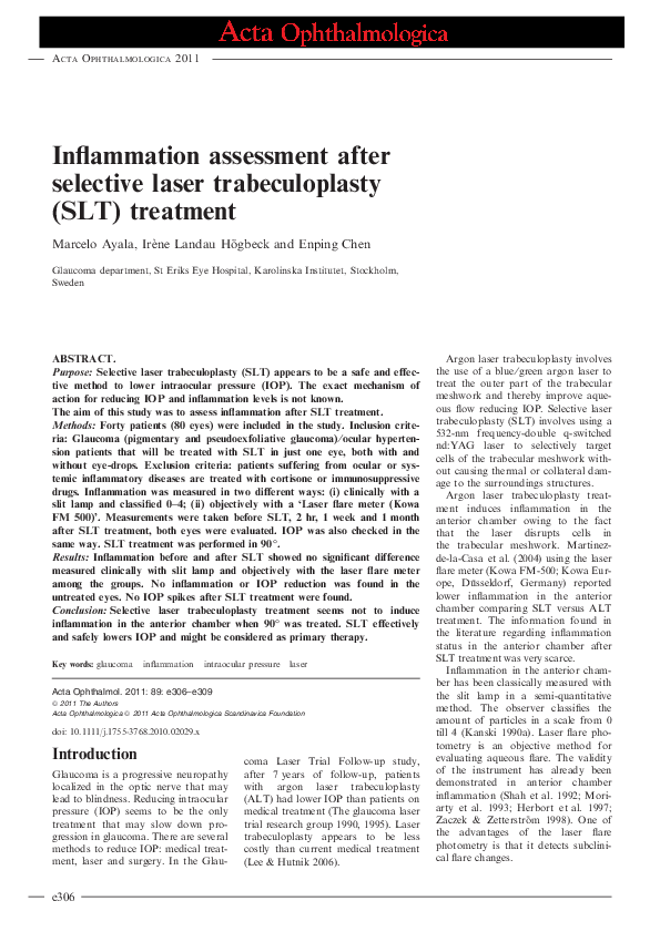 (PDF) Inflammation assessment after selective laser trabeculoplasty ...