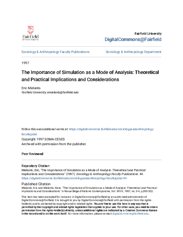 (PDF) The importance of simulation as a mode of analysis Theoretical ...
