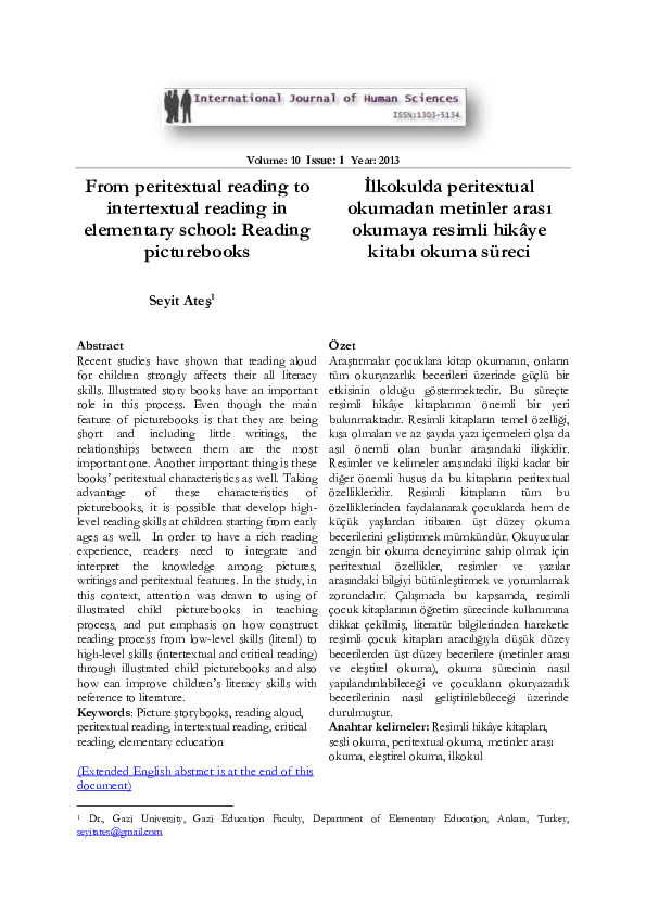 (PDF) From peritextual reading to intertextual reading in elementary ...