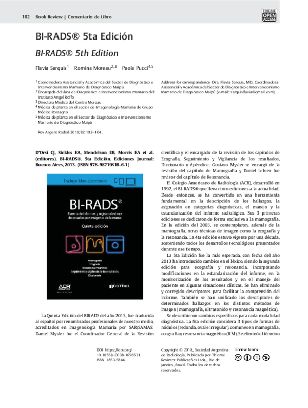 (PDF) BI-RADS® 5ta Edición