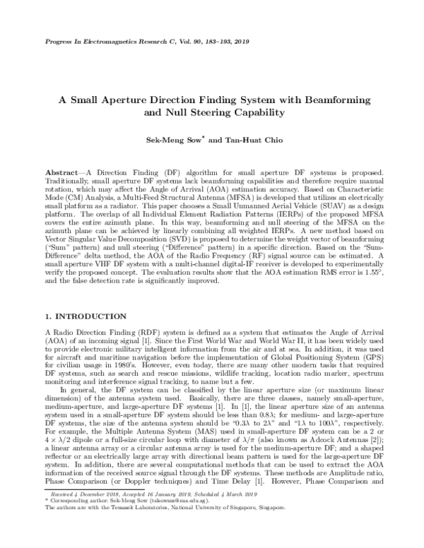 (PDF) A Small Aperture Direction Finding System with Beamforming and ...
