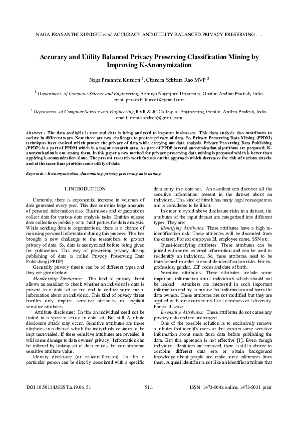 (PDF) Accuracy and Utility Balanced Privacy Preserving Classification Mining by Improving K ...