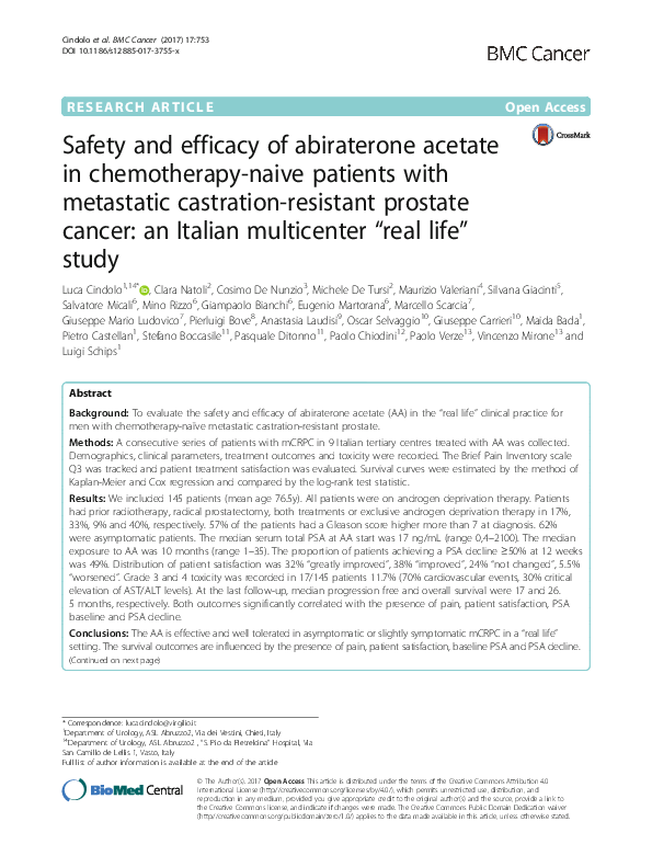 (PDF) Safety and efficacy of abiraterone acetate in chemotherapy-naive ...