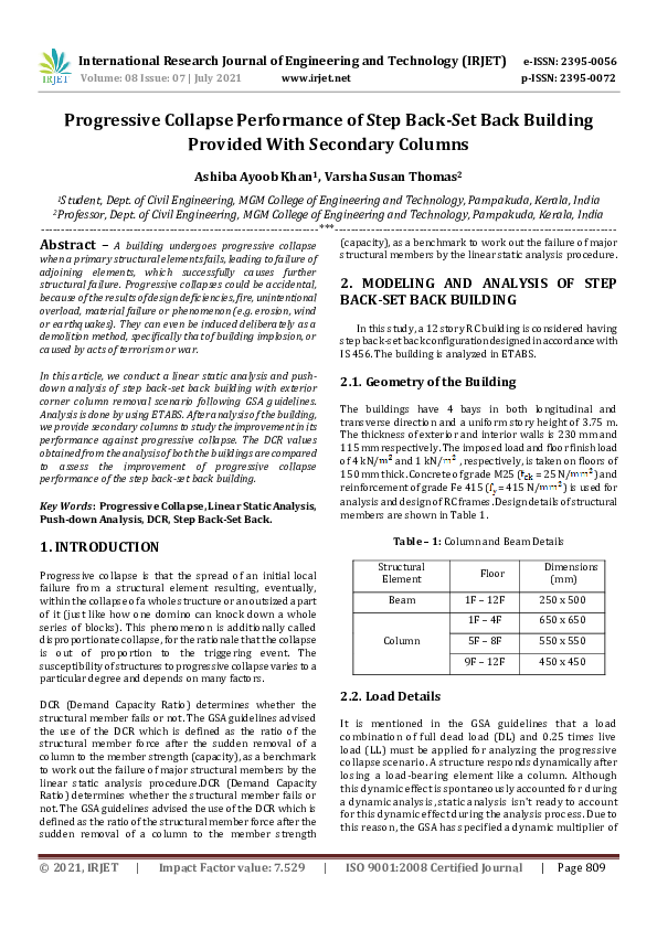(PDF) IRJET- Progressive Collapse Performance of Step Back-Set Back ...