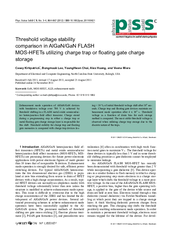 (PDF) Threshold voltage stability comparison in AlGaN/GaN FLASH MOS ...