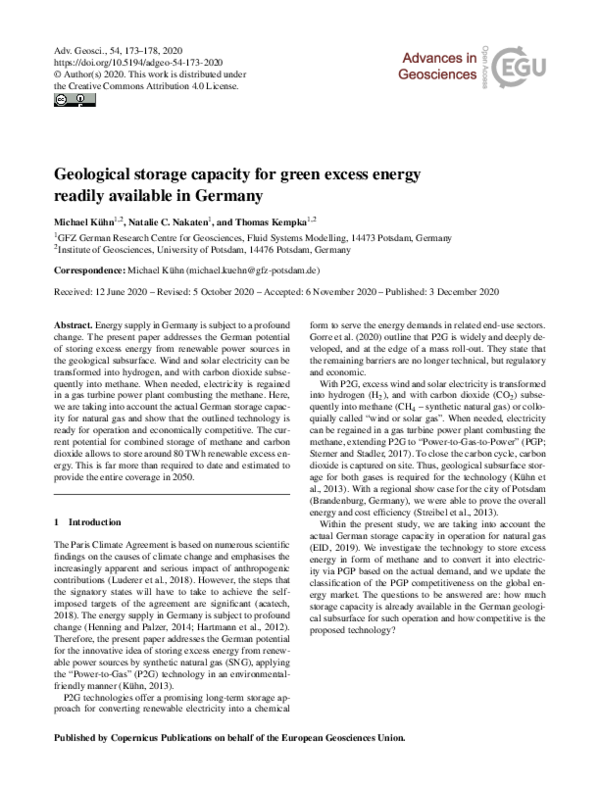 (PDF) Geological storage capacity for green excess energy readily ...